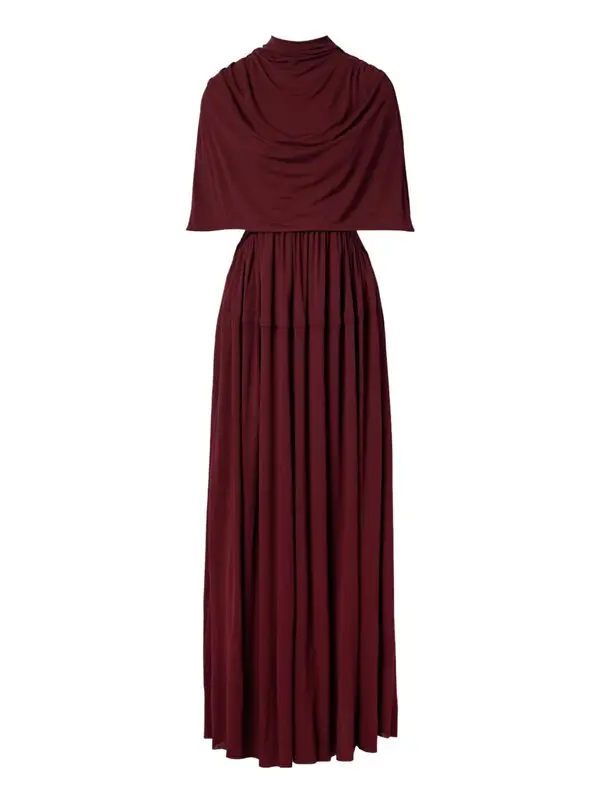 Proenza Schouler Frankie Cape-effect Pleated Maxi Dress - Brown