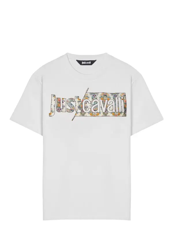 Just Cavalli Floral Logo T-shirt - White