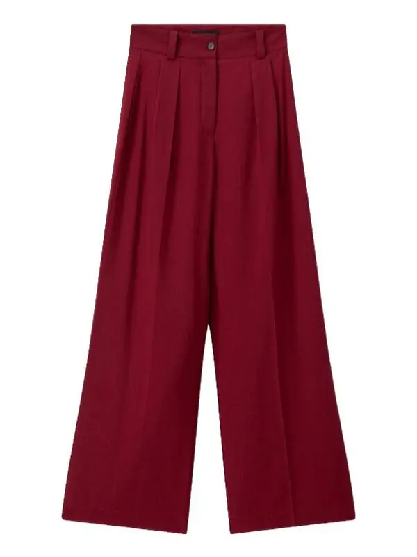 JOSEPH Forest Fine Wool Wide Leg Trousers - Ruby