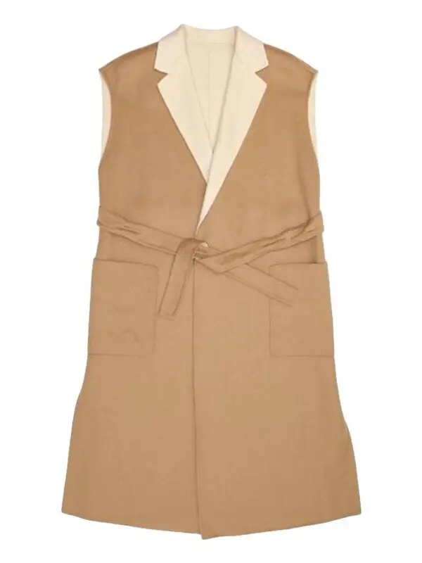 Max Mara Lapel Sleeveless Casual Jacket - Brown
