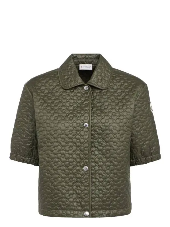 Moncler Floral Quilted Padded Shirt Jacket - Green