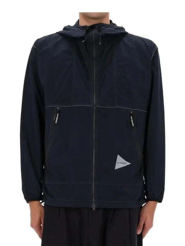 AND WANDER Pertex Hooded Windbreaker Jacket - Blue