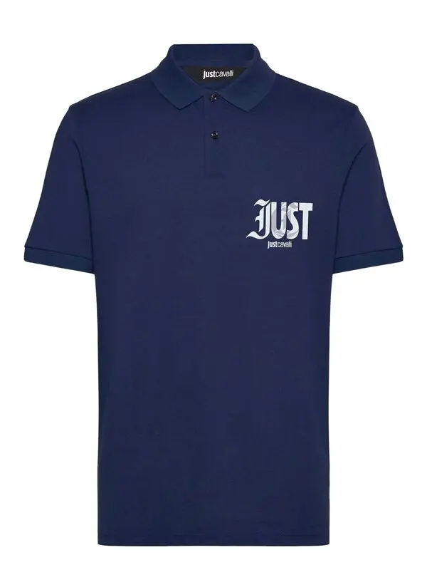 Just Cavalli Logo Print Polo Shirt - Navy