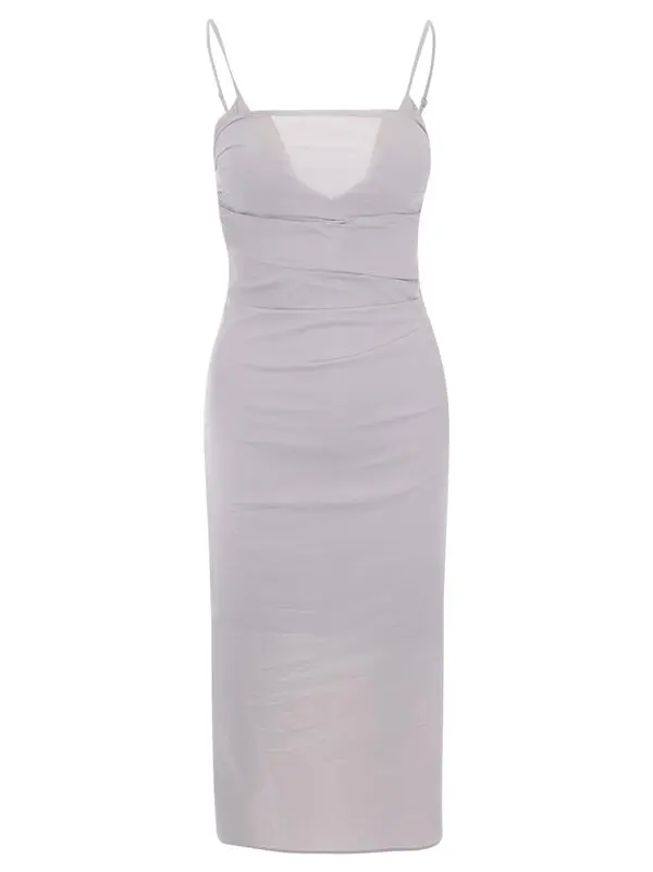 Patrizia Pepe Midi Bustier Poplin Dress - Fresh Grey