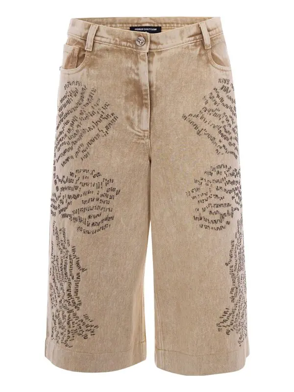 Patrizia Pepe Embellished Wide-leg Cropped Pants - Washed Sand