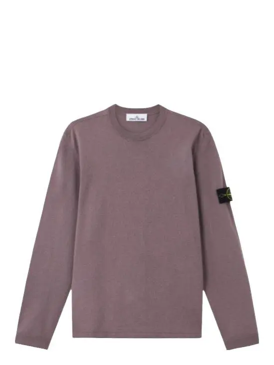 Stone Island Knitted Sweater With Logo Patch - Purple Grey