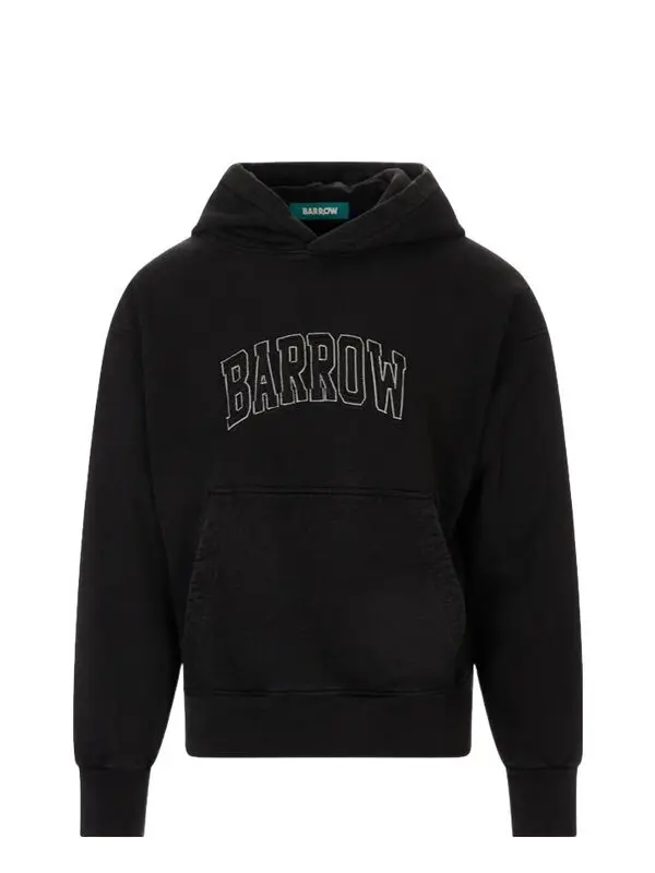BARROW Logo Embroidered Pocket Hoodie - Black