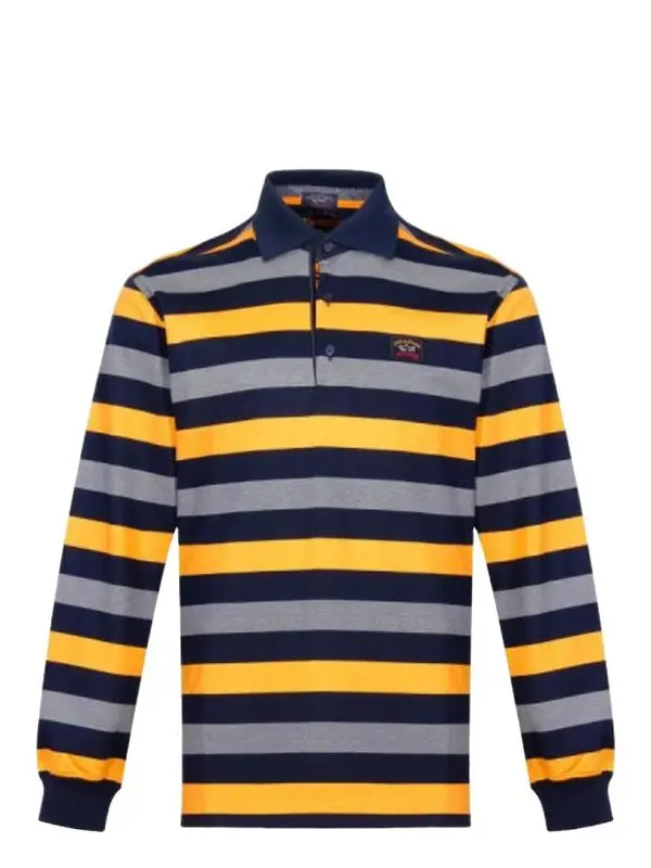 PAUL  SHARK Striped Long-sleeved Polo Shirt - Black