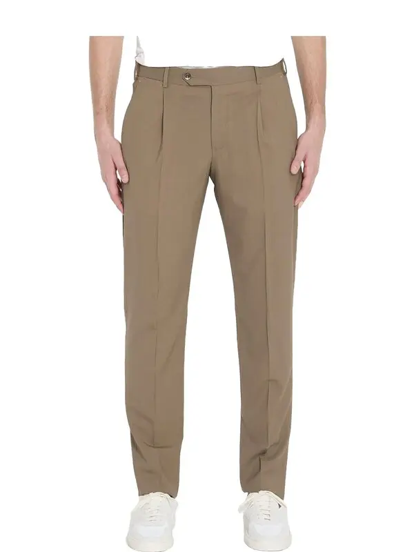 PT TORINO Union Pleated Straight-leg Trousers - Brown
