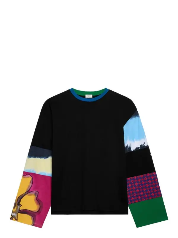 Celine Long Sleeved T-shirt In Cotton Jersey - Black