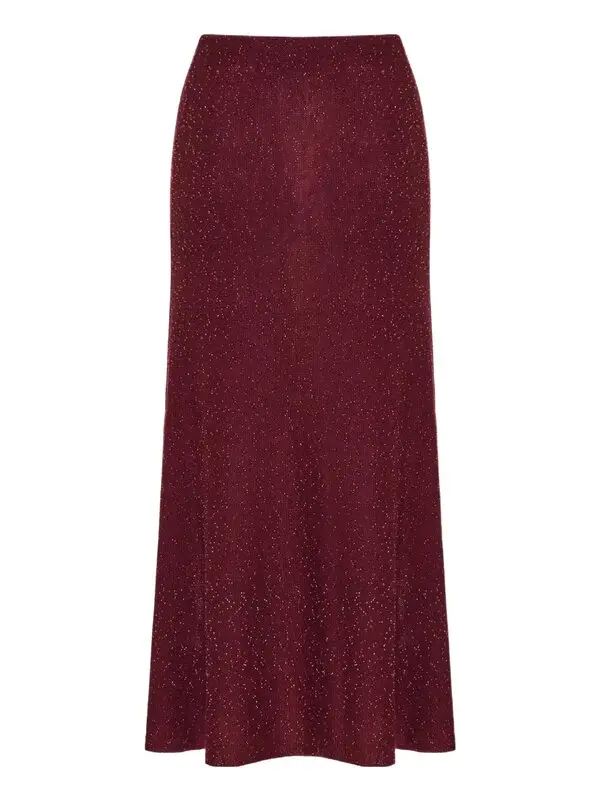 Gabriela Hearst Sabine Beaded Midi Skirt - Bordeaux Red/magenta