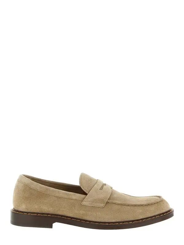 DOUCAL'S Suede Penny Loafers - Brown