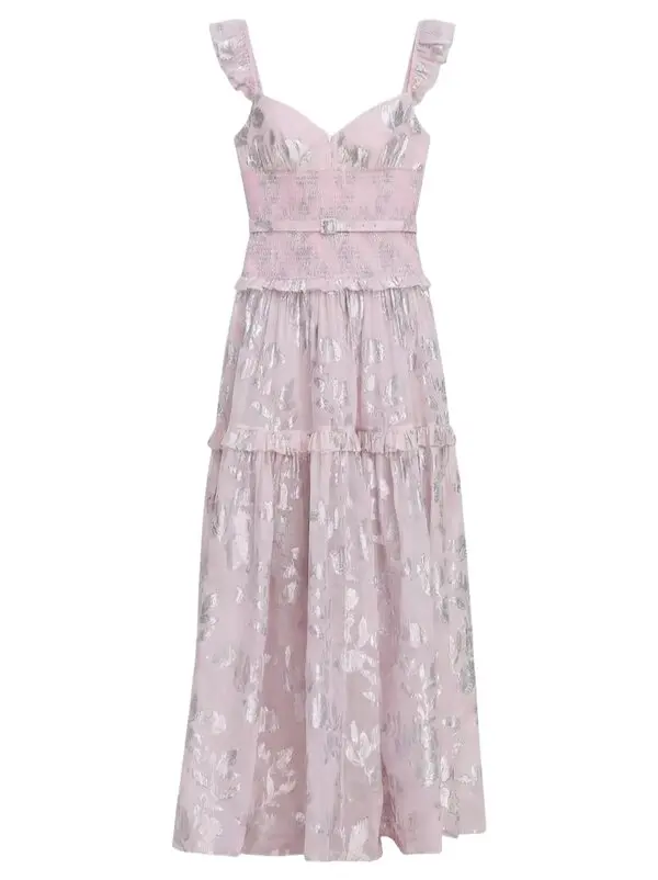 SELF-PORTRAIT Chiffon Ruffled Maxi Dress - Pink