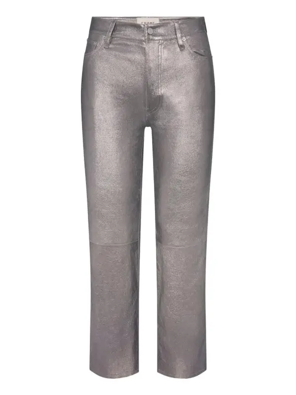 FRAME Metallic Straight Leg Trousers - Broken Mirror
