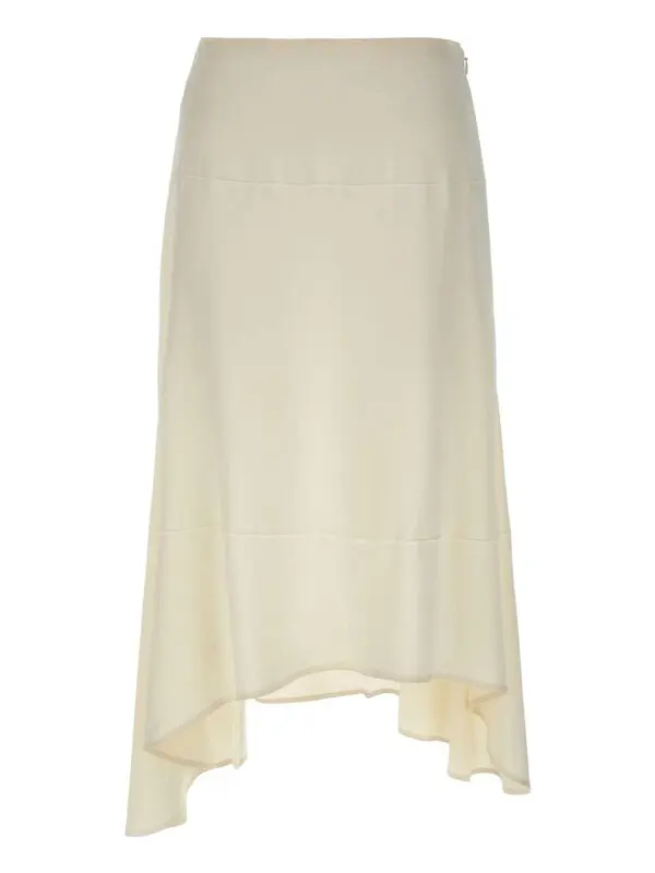 Victoria Beckham Asymmetrical Midi Skirt - Ivory White