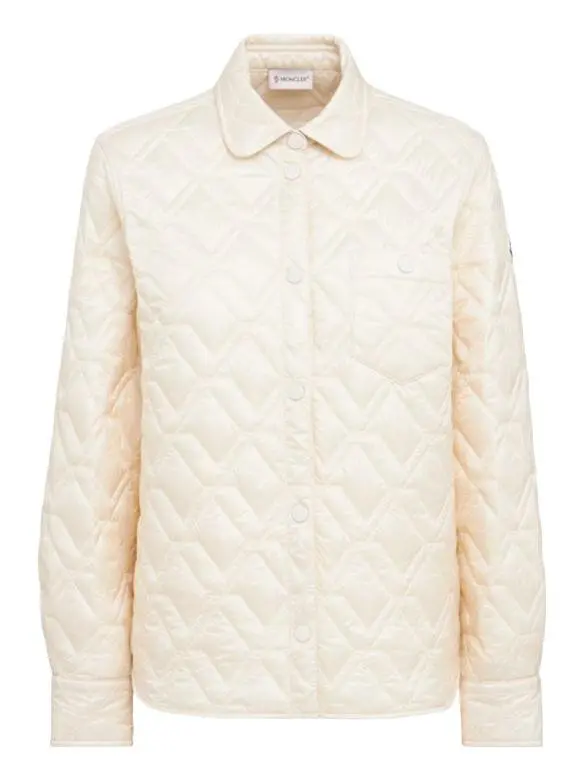 Moncler Diamond Quilted Padded Shirt Jacket - White