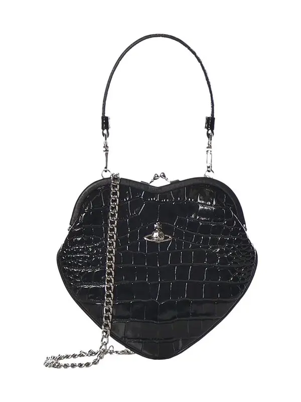 VIVIENNE WESTWOOD Orb Plaque Embossed Heart Tote Bag - Black