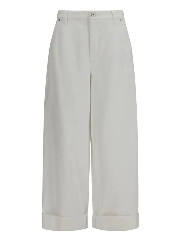 Brunello Cucinelli Wide-leg Turn-up Trousers - Gray