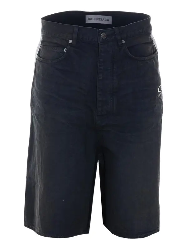 Balenciaga Piping Detail Denim Shorts - Black