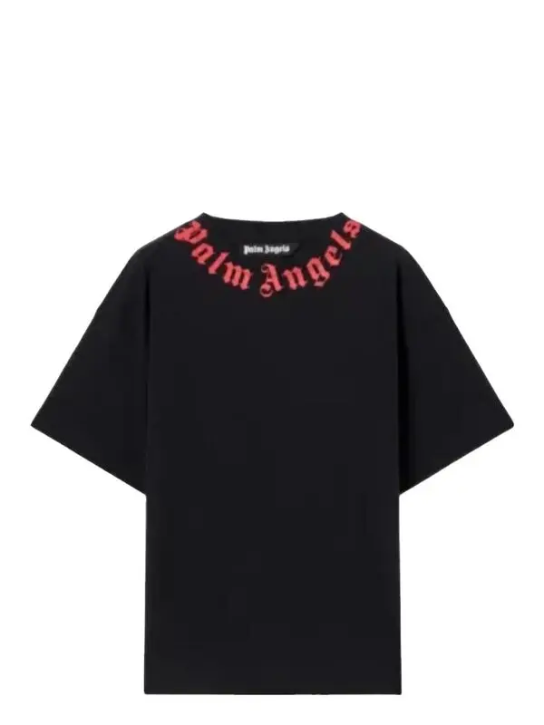 Palm Angels Logo Printed Crewneck T-shirt - Black