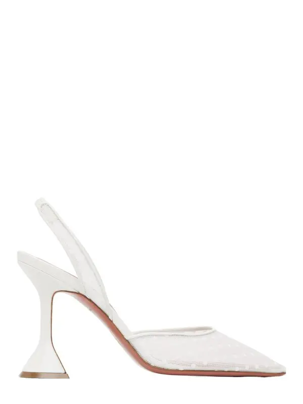 Amina Muaddi Holli 95 Lace Sling Pointed-toe High-heeled Sandals - White