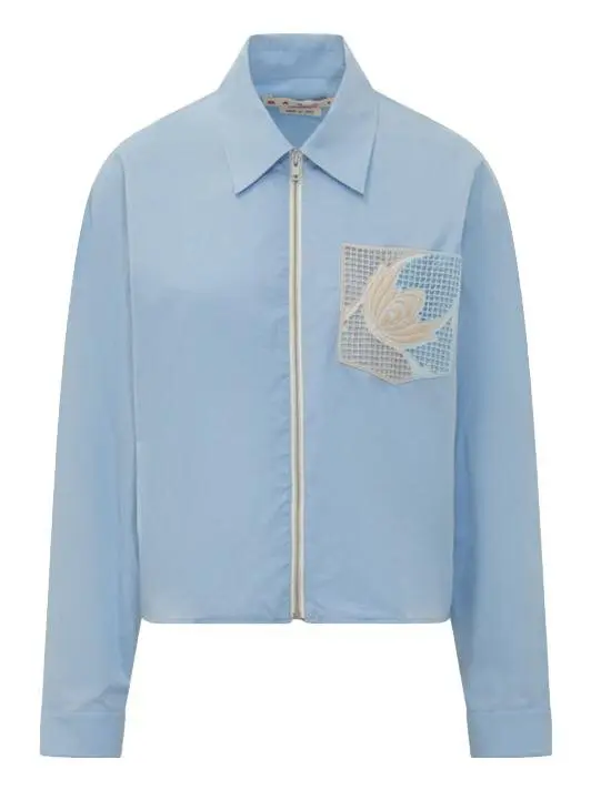 Marni Zip-up Collared Jacket With Buttoned Cuffs - Blue