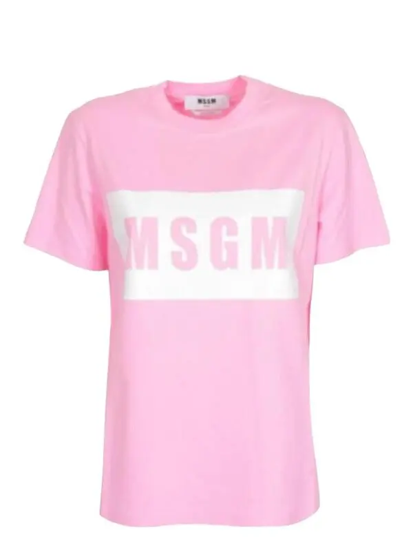 MSGM Logo Printed Crewneck T-shirt - Pink