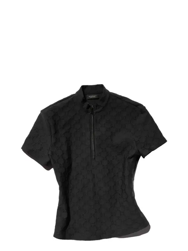 Gucci Gg Jersey Jacquard T-shirt With Half Zip - Black