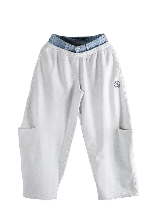 Alexander Wang Layered Waistband Track Pants - Light Hemp Gray/retro Light Indigo