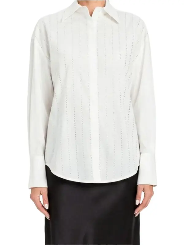 TWINSET Long-sleeved Shirt With Curved Hem - White