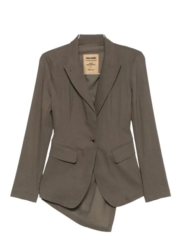 UMA WANG Single-breasted Blazer With Peak Lapels And Asymmetric Hem - Green