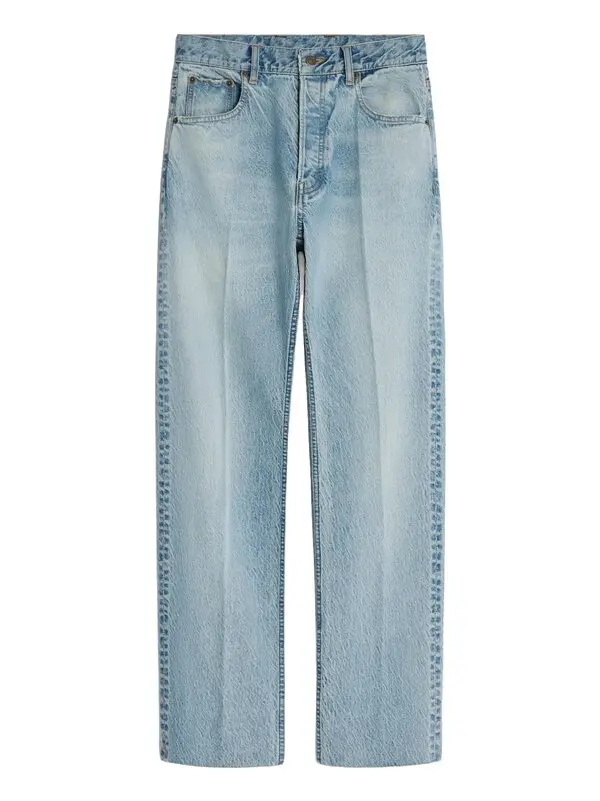Celine Boyfriend Jeans In Cotton Denim - Powder Blue