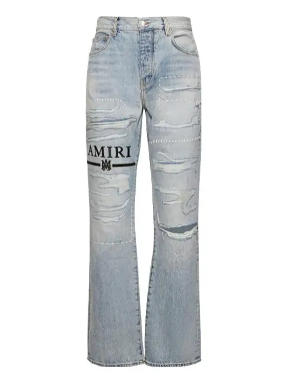 Amiri Bar Logo Straight Jeans - Gray