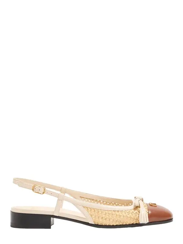 Valentino Garavani Raffia And Kidskin Slingback Ballerinas - Nude
