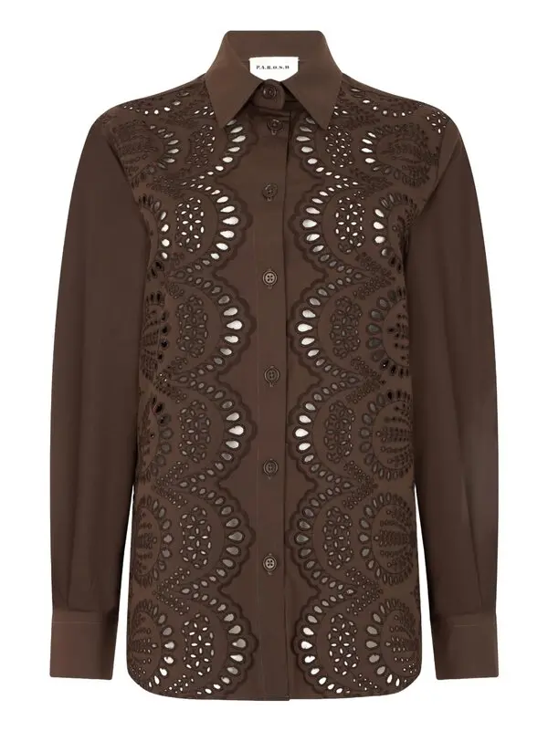 P.a.r.o.s.h Cannès Broderie Anglaise Shirt - Green