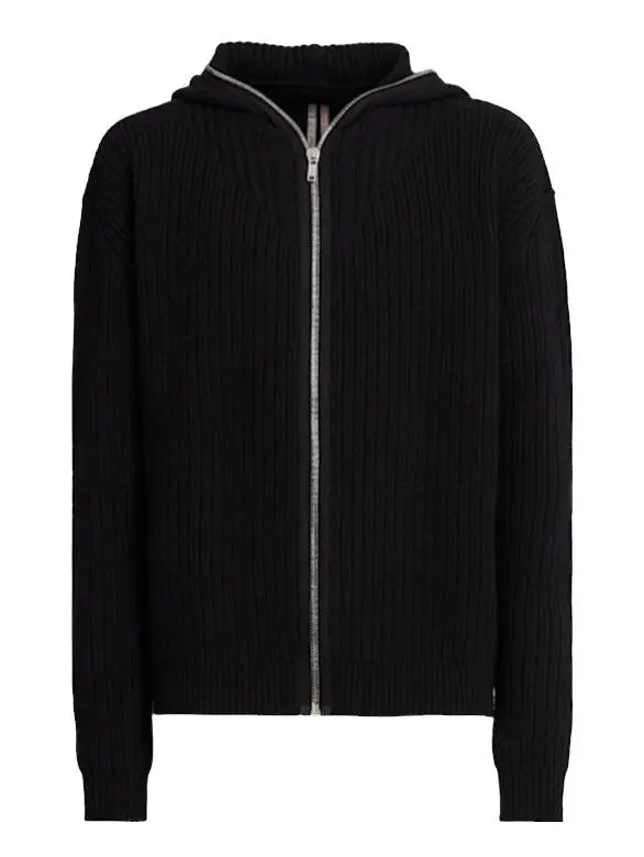Rick Owens Zipped Wool Hoodie - Black