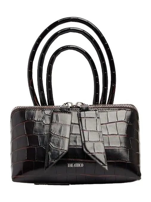 Attico Mini Friday Embossed Leather Bag - Black