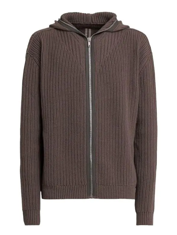 Rick Owens Zipped Wool Hoodie - Brown