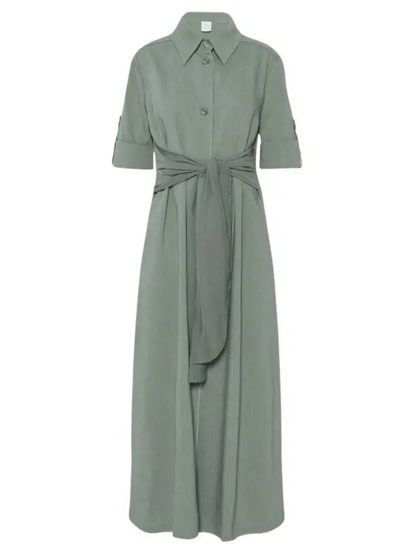 Marella Stretch Linen And Viscose Shirt Dress - Green