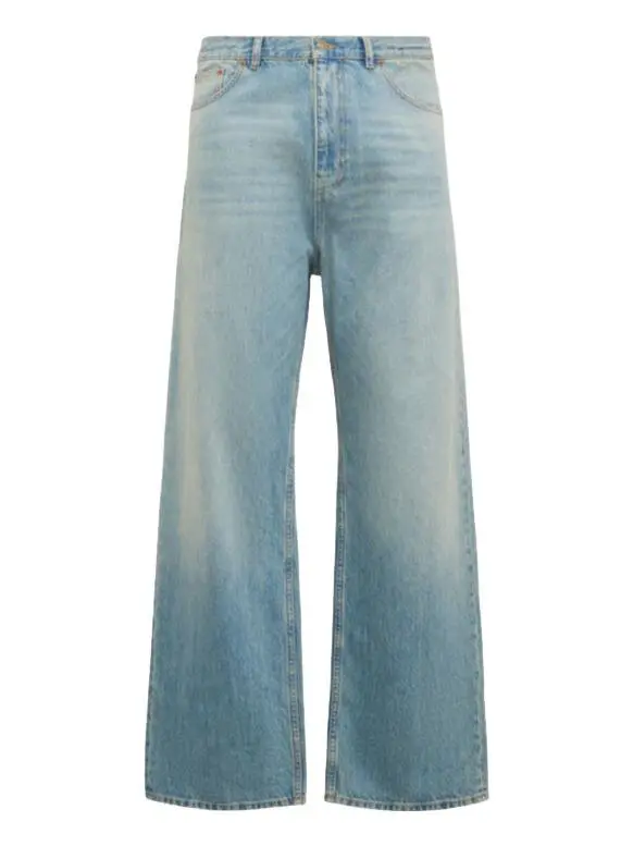 Valentino Garavani Washed Cotton Denim Jeans - Gray