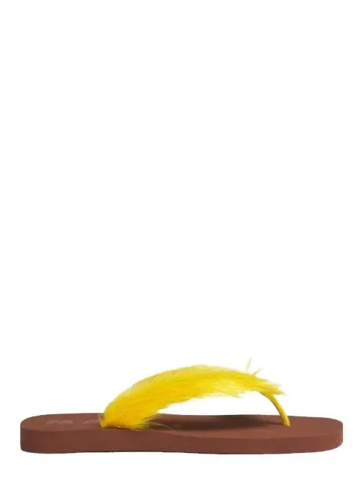 Marni Feather Embellished Flip Flop Sandals - Brown