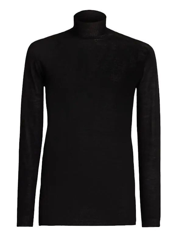 Rick Owens Level Turtleneck Wool Knit Top - Black