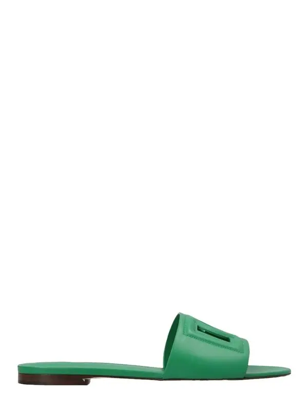 Dolce & Gabbana Dg Embossed Cut-out Slides - Green
