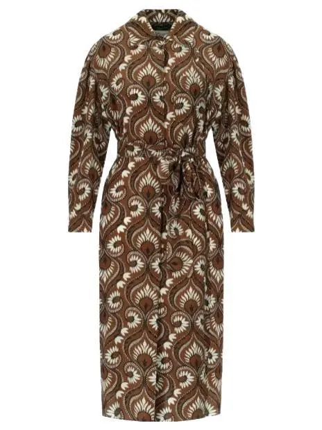 Max Mara Printed Tie-waist Dress - Brown