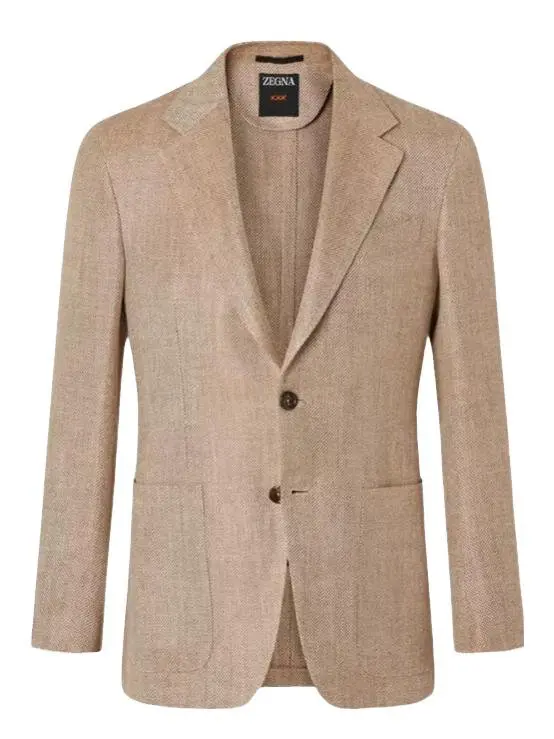 Zegna Silk And Linen Jacket - Beige