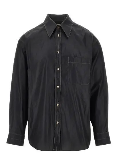 LEMAIRE Topstitched Buttoned Shirt - Black