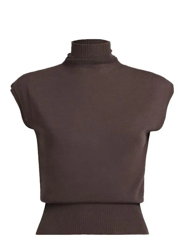Rick Owens Knit Short Sleeve Turtleneck Top - Black