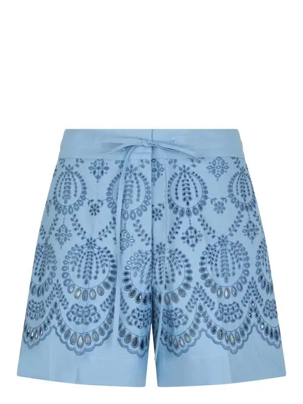 P.a.r.o.s.h Cannes Broderie-anglaise Shorts - Blue