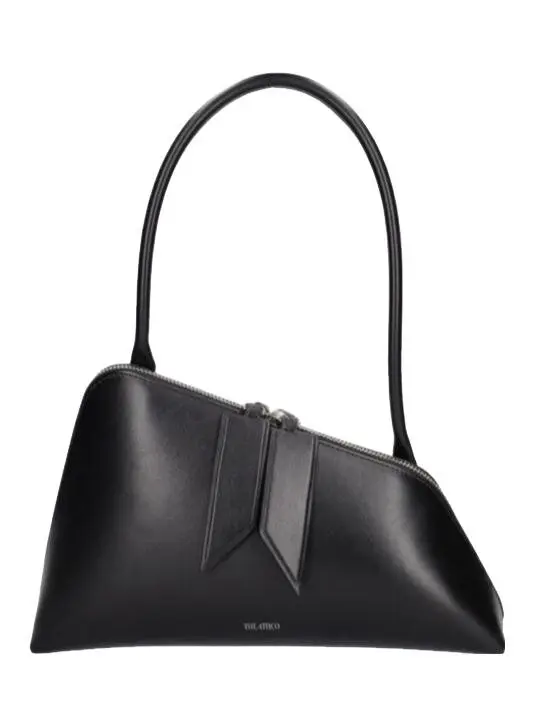 Attico Sunrise Leather Shoulder Bag - Black