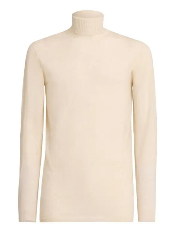 Rick Owens Level Turtleneck Wool Knit Top - Nude